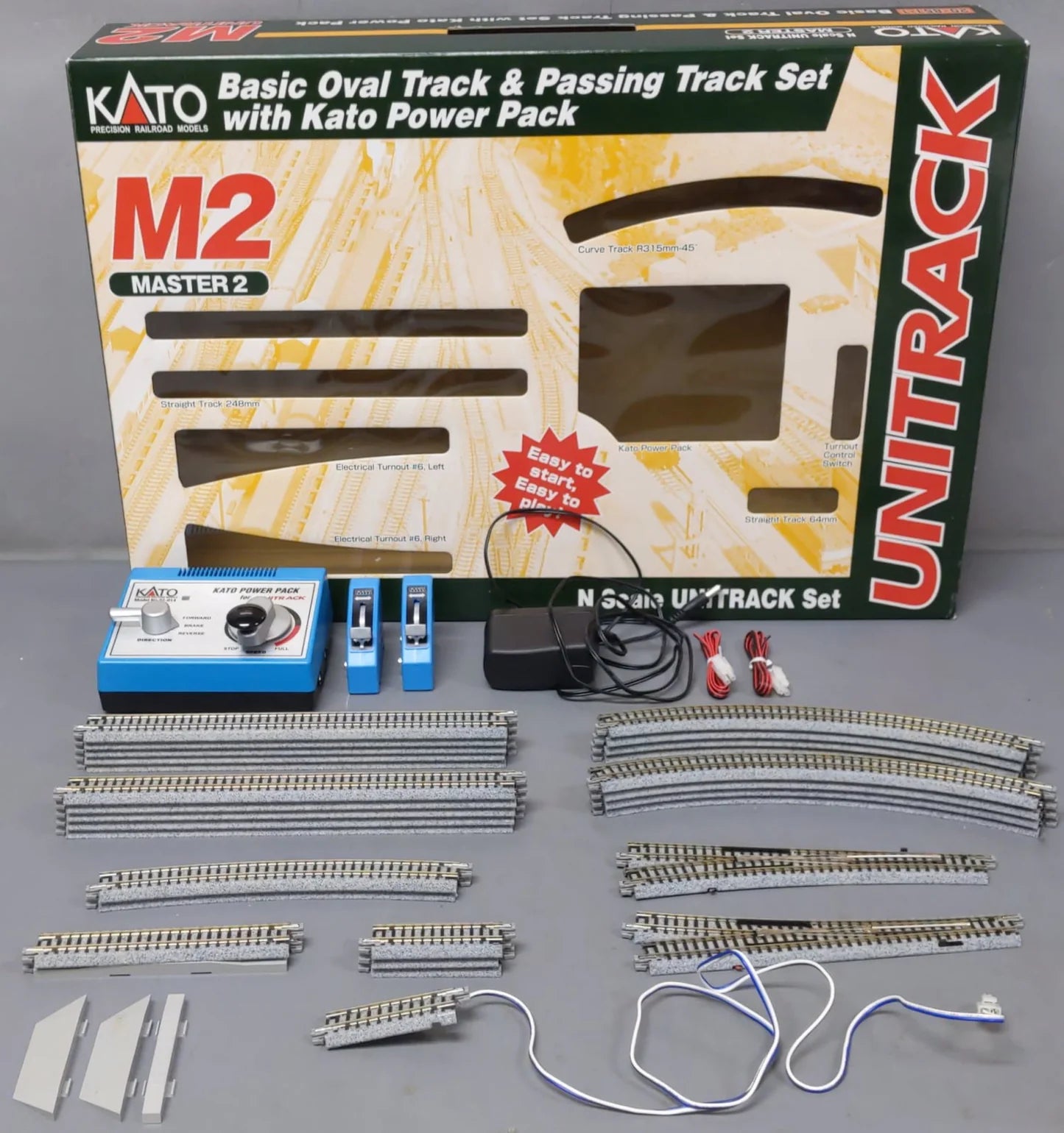 N Scale - Kato 20-851-1 M2 Basic Oval & Siding Track Pack with Transfo ...